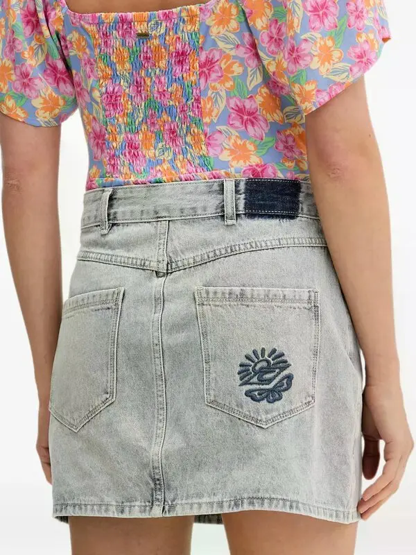 Rip Curl Embroidered Logo Denim Mini Skirt