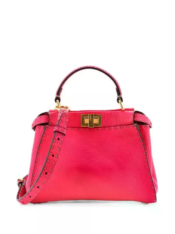 Fendi Selleria Peekaboo Bag Leather Mini Satchel - Pink