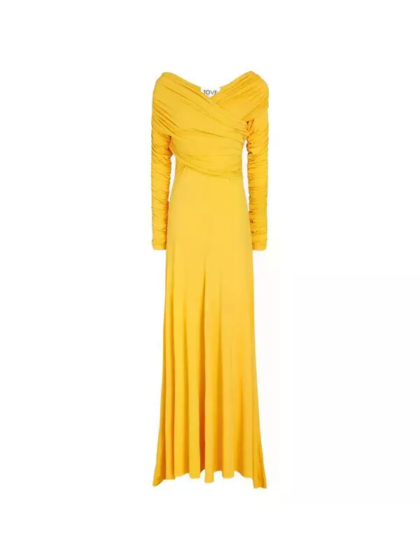 Tove Aurelie Wrap-effect Ruched Dress - Yellow