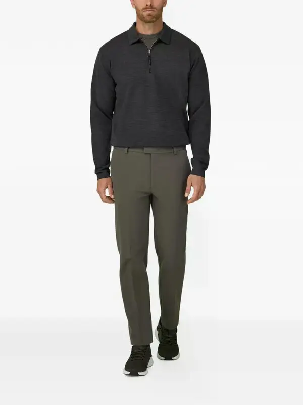 Boggi Milano Quarter-zip Sweatshirt In Wooltech Wool Blend Diagonal - Grey