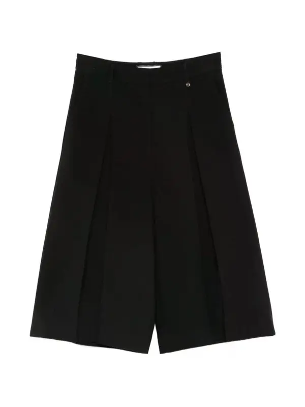 NISSA Pleated Wide-leg Shorts - Black