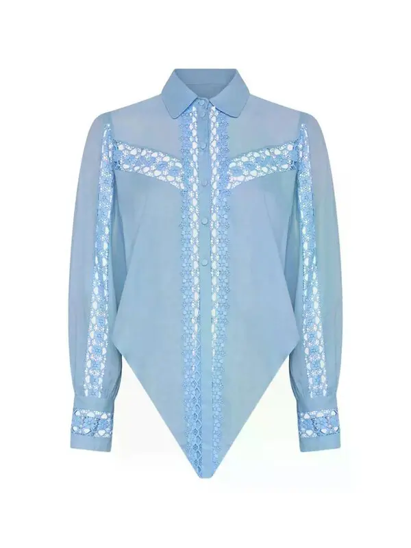Charo Ruiz Ibiza Devi Lace-panel Blouse - Blue