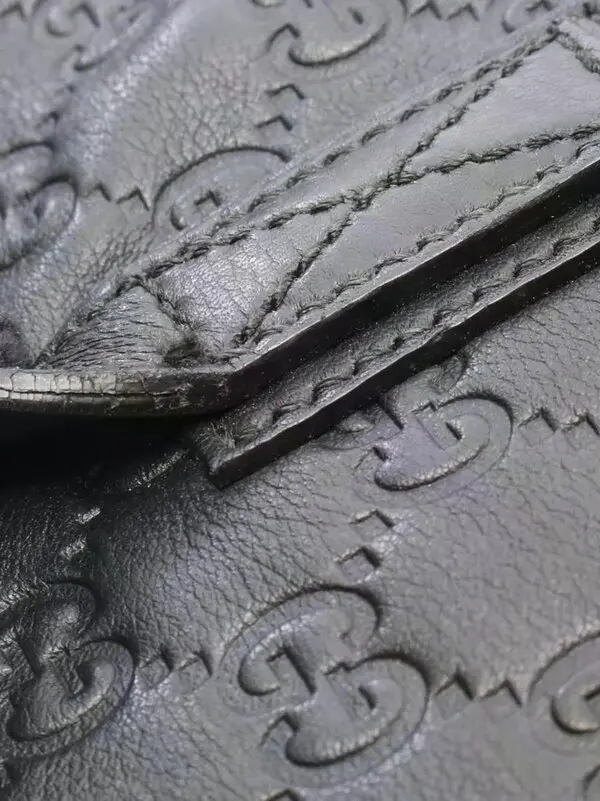 Gucci Leather Debossed Gg Logo Tote Bag