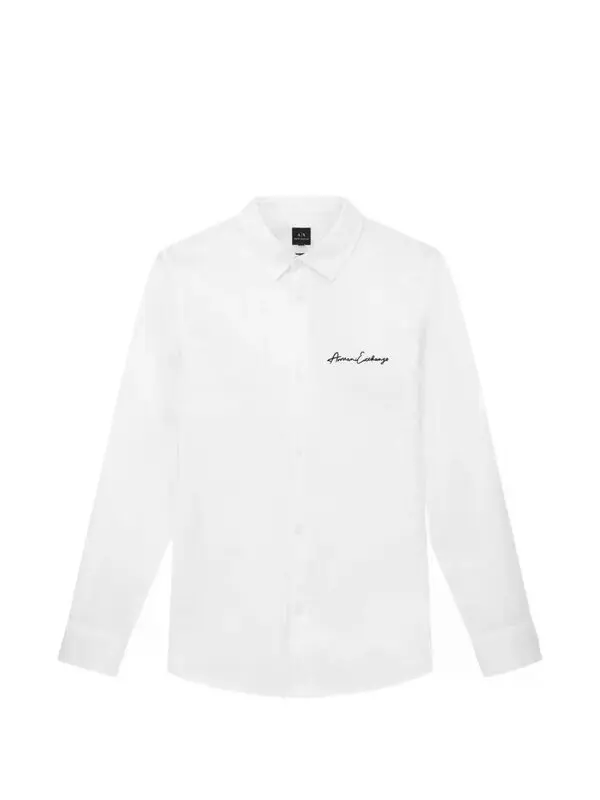 Armani Exchange Logo-detail Classic-collar Shirt - White