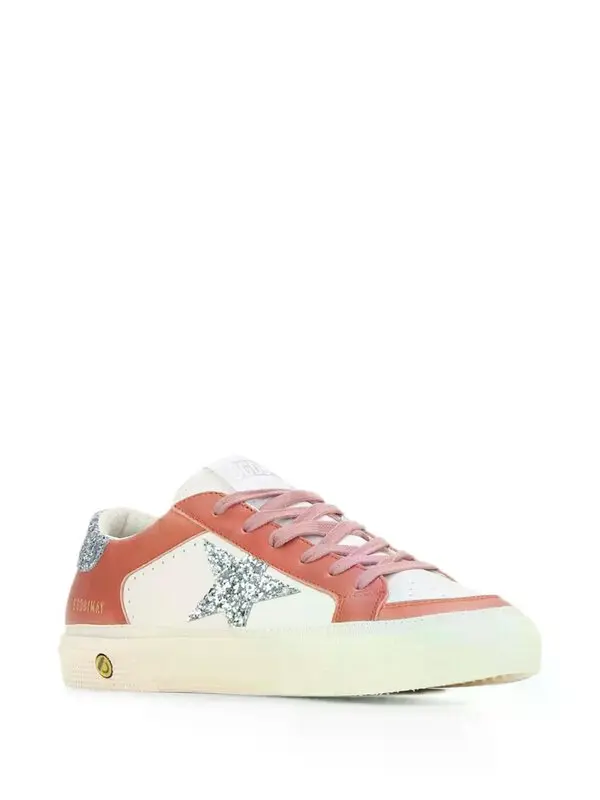 GOLDEN GOOSE May Glitter-star Calf Leather Sneakers