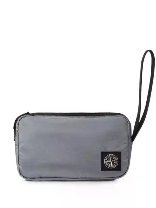 Stone Island Logo-patch Wristlet Clutch Bag - Grey