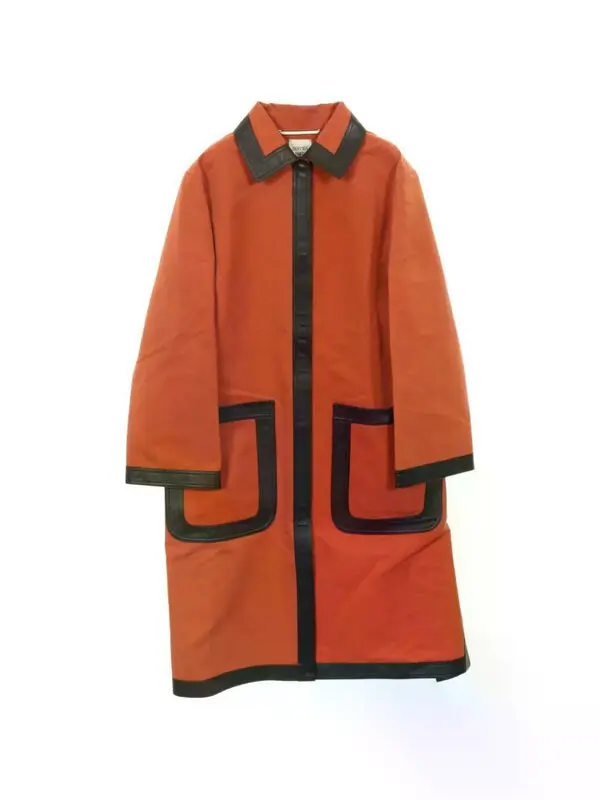 Hermès 2010 Leather-trim Trench Coat - Orange