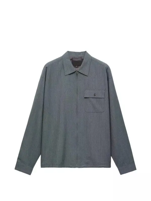 Prada Wool Zipper Shirt - Blue
