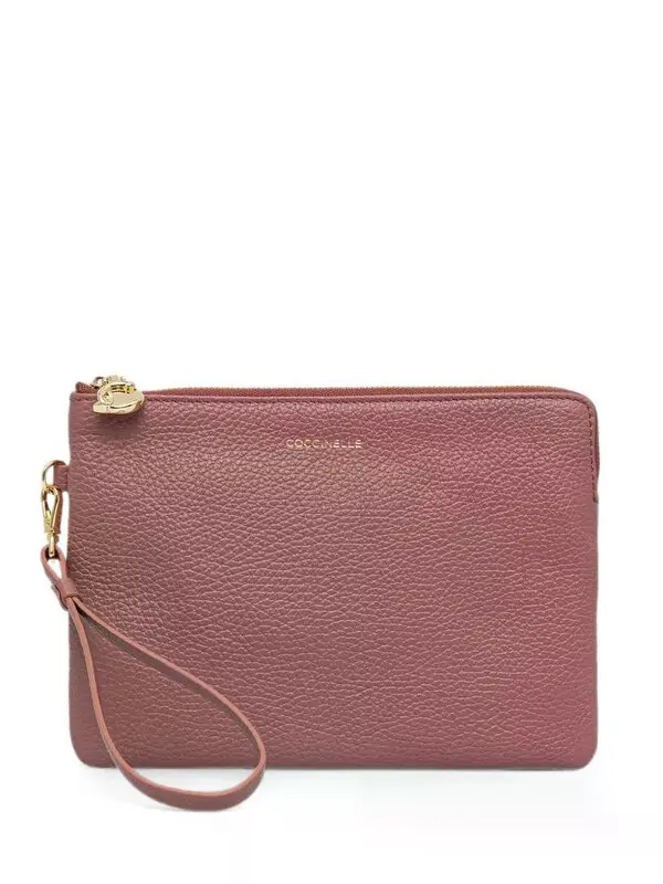 COCCINELLE Grained Leather Pouch Bag - Pink
