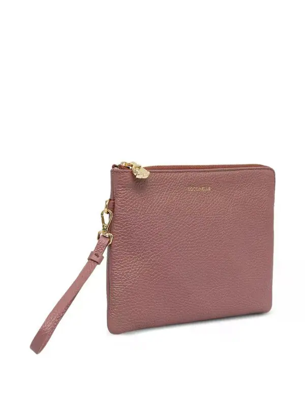 COCCINELLE Grained Leather Pouch Bag - Pink