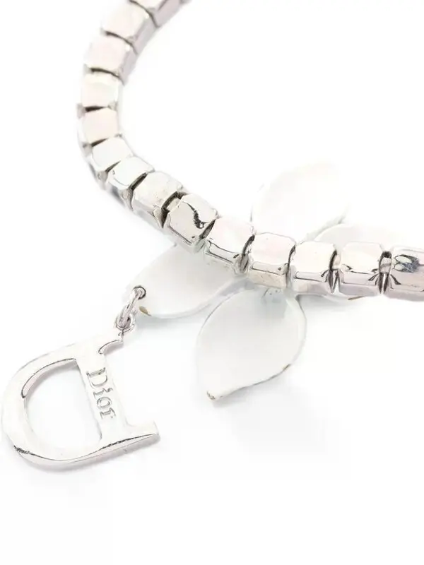 Dior 2010s Logo-charm Flower Choker - Silver