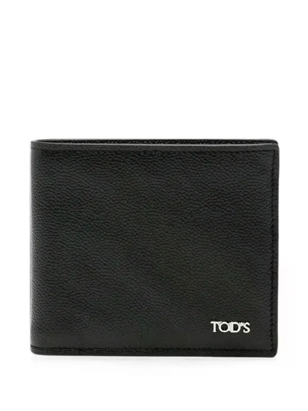 TOD'S Logo-plaque Pebbled-leather Wallet - Black