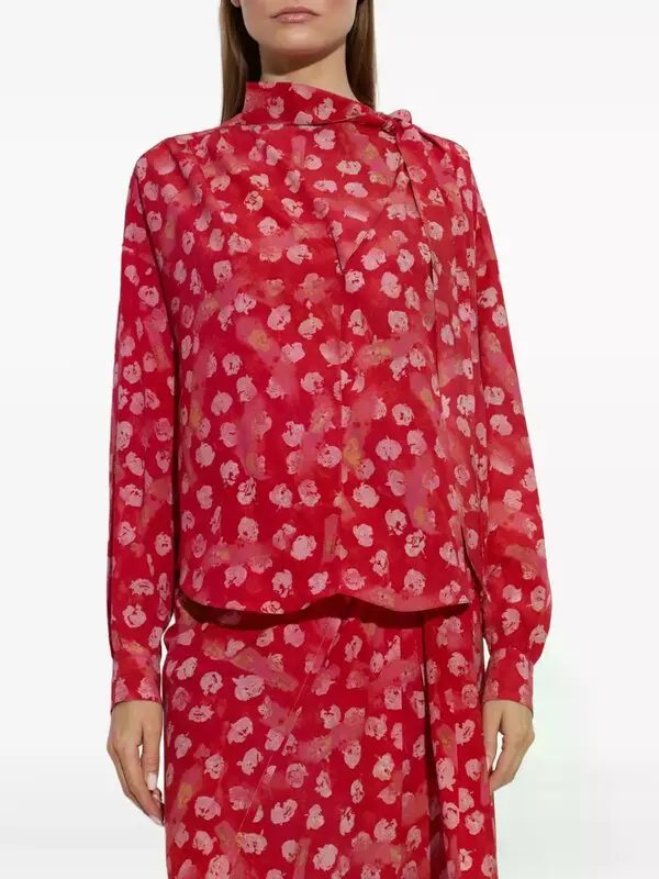 Isabel Marant Étoile Floral-print Tie-neck Long-sleeve Blouse - Red