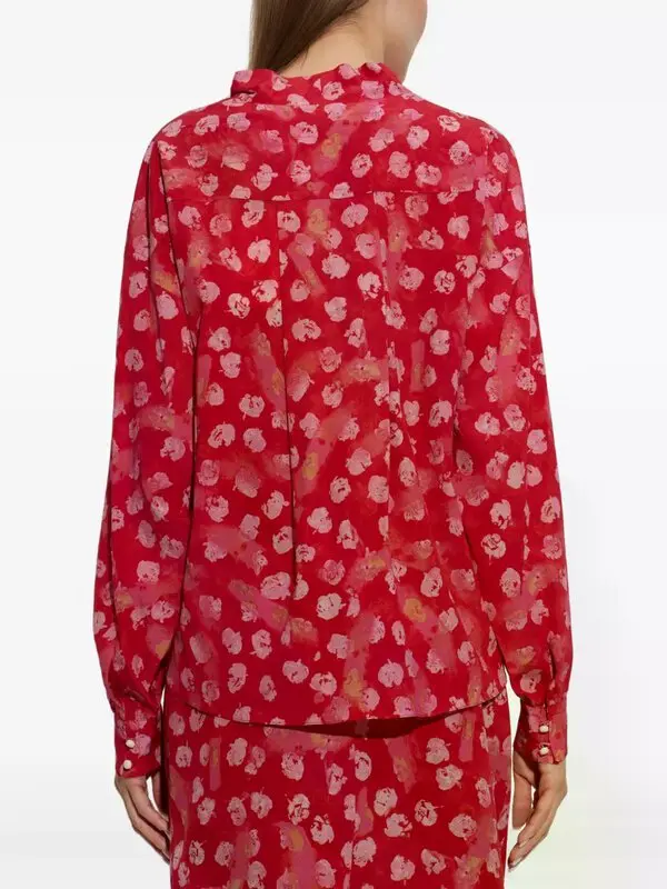 Isabel Marant Étoile Floral-print Tie-neck Long-sleeve Blouse - Red