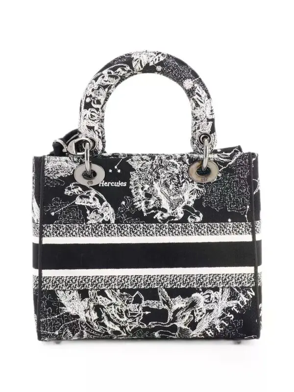 Dior Lady D-lite Embroidered Canvas Satchel - Black