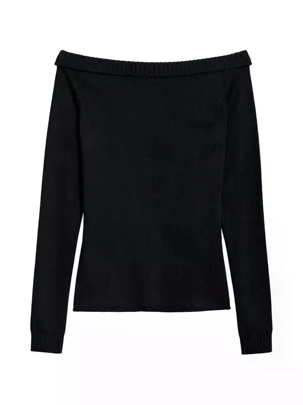 IRO PARIS Off-the-shoulder Ribbed Trim Sweater - Black