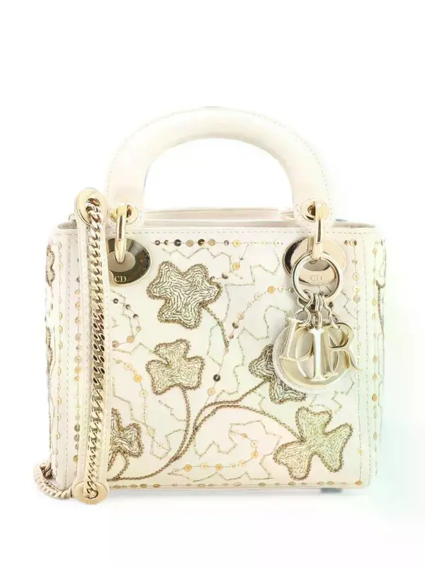 Dior Lady Chain Bag Embroidered Calfskin Mini Satchel - Gold