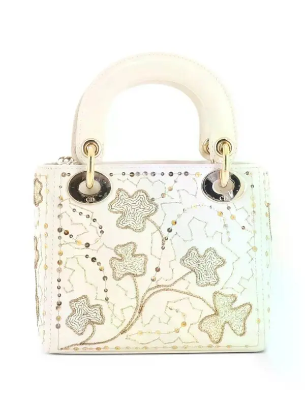 Dior Lady Embroidered Calfskin Mini Satchel - Gold