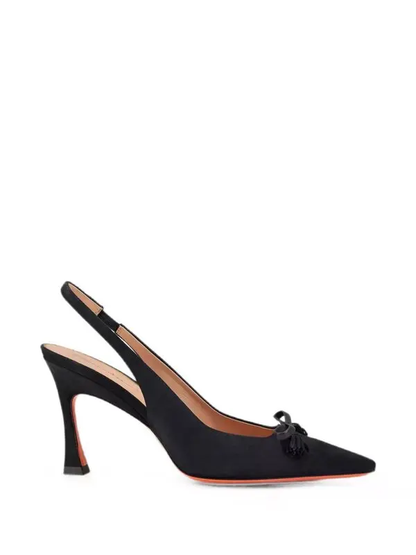 Santoni Bow-detail Slingback Pumps - Black