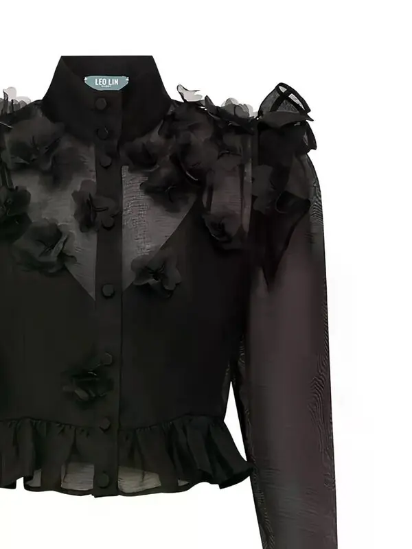 LEO LIN Maeve Petal Embellished Blouse - Black