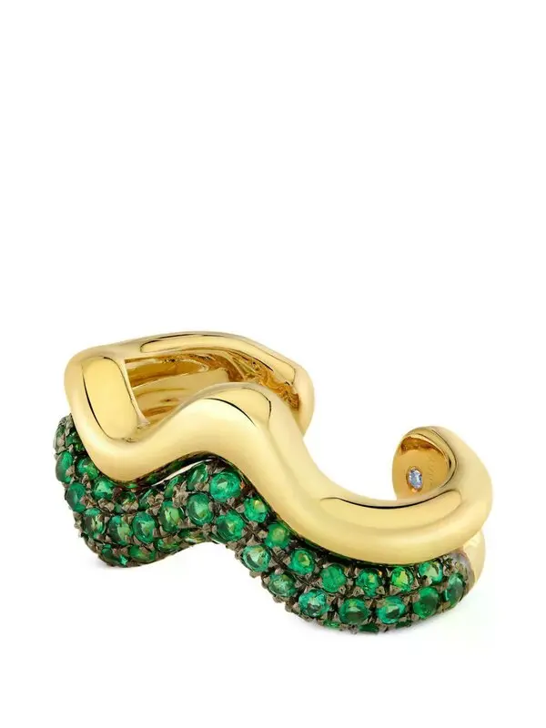 Shay Wave Emerald Ear Cuff In 18k Yellow - Gold