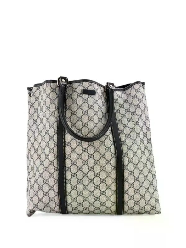 Gucci Joy Gg Coated Canvas With Leather Large Tote Bag - Blue