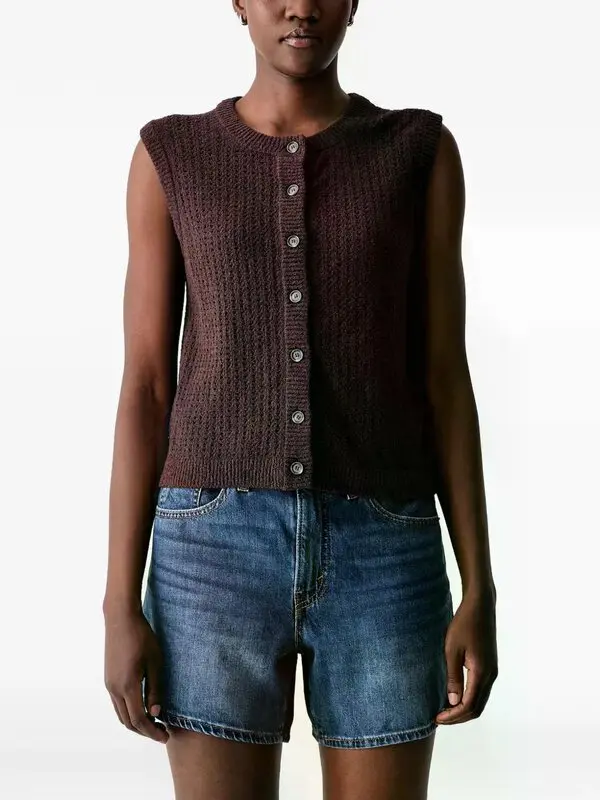 Marc O'polo Pointelle-knit Button-up Cardigan - Brown