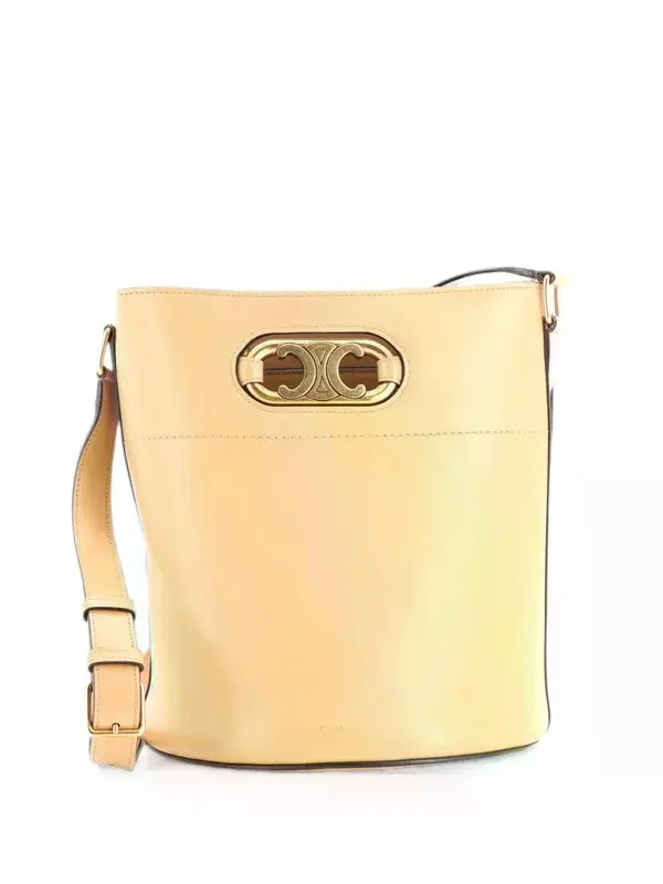 Celine Maillon Triomphe Leather Medium Bucket Bag - Neutrals