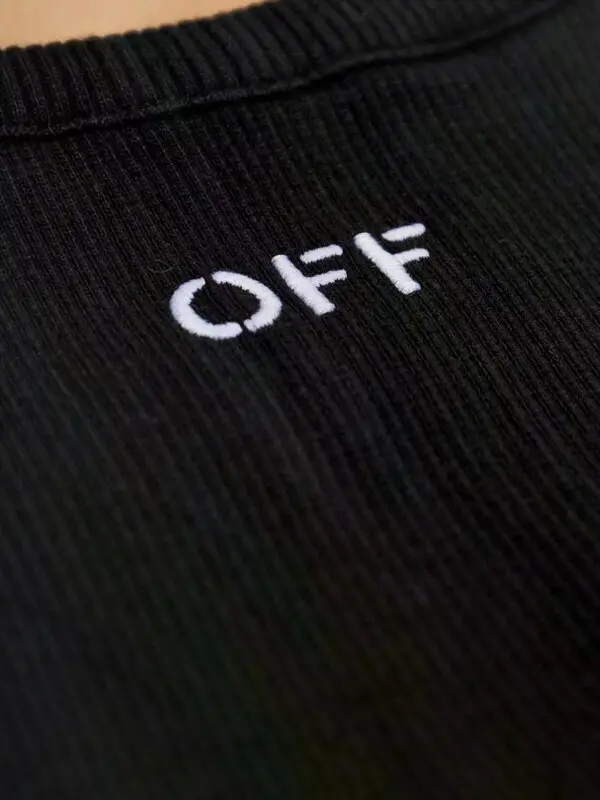 Off-White Ribbed Knit Logo T-shirt - Black