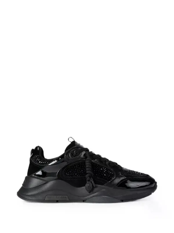 Kurt Geiger Royston Crystal-embellished Patent-leather Sneakers - Black