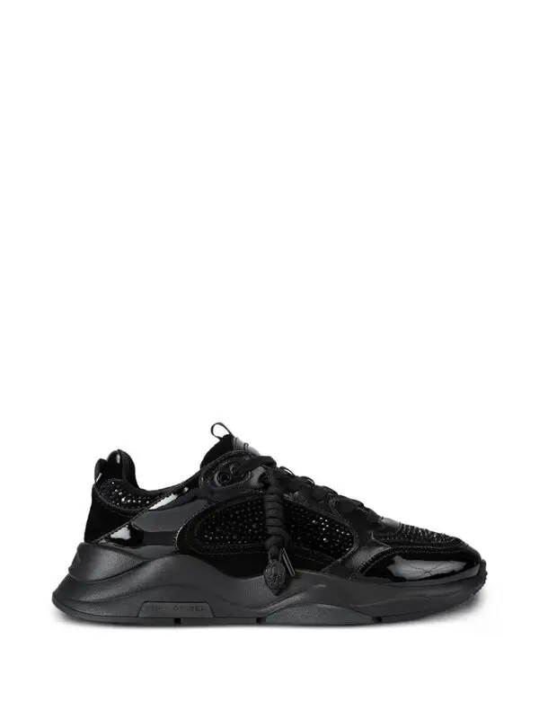 Kurt Geiger Royston Crystal-embellished Patent-leather Sneakers - Black