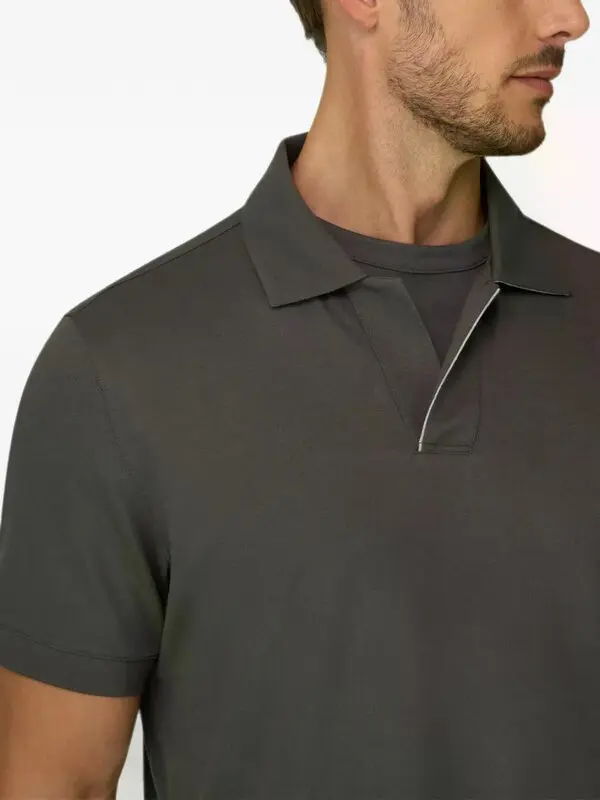 Boggi Milano Polo In Stretch Cotton Blend Piqué Cool Jade-fresh - Grey