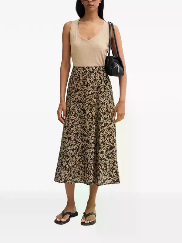 Marc O'polo Floral-print Flared Midi Skirt - Blue