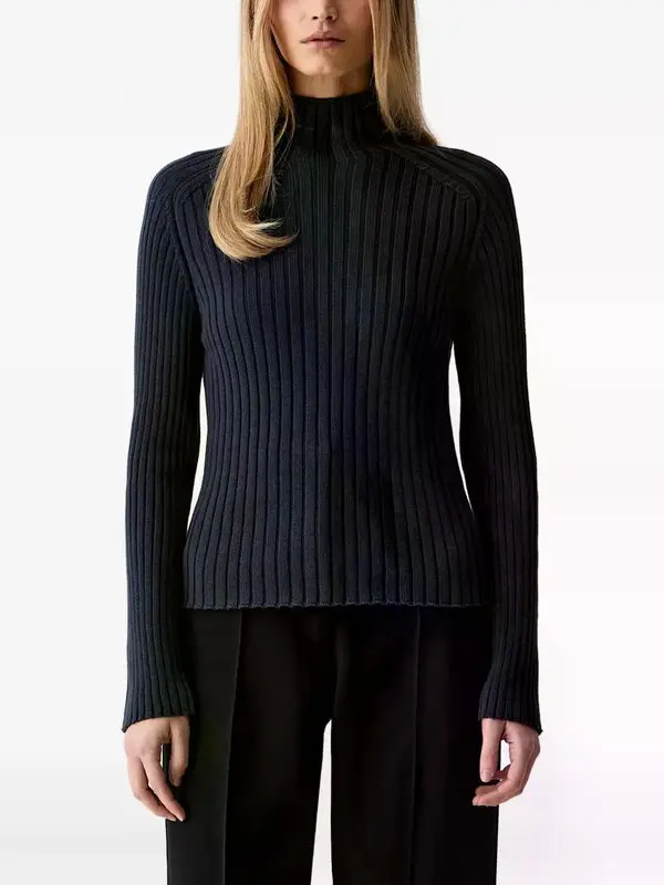 Marc O'polo Ribbed-knit High-neck Sweater - Blue