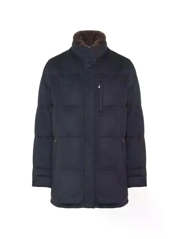 MANDELLI Padded Shearling-trim Coat - Blue