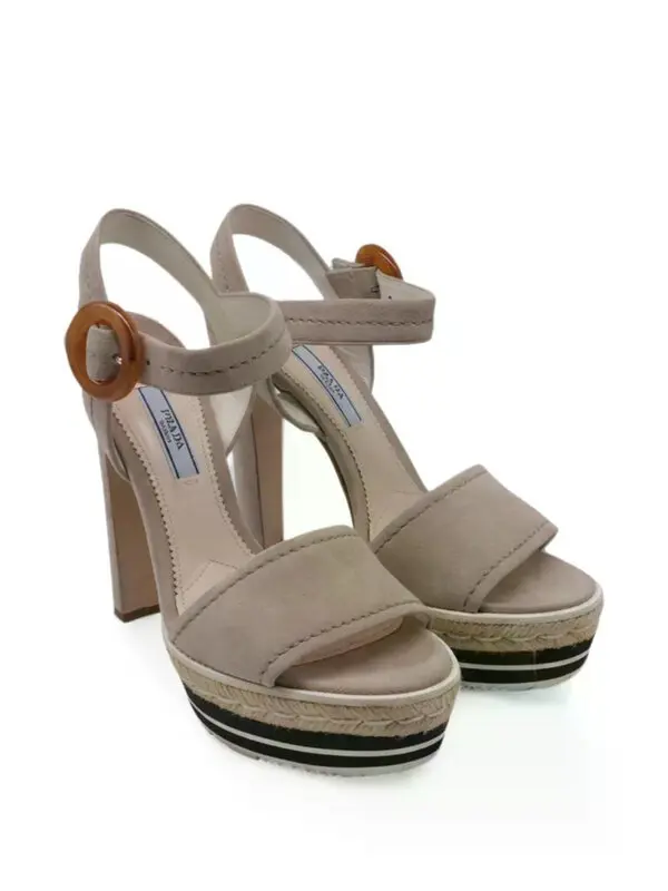 Prada Buckled Ankle Strap Platform Sandals