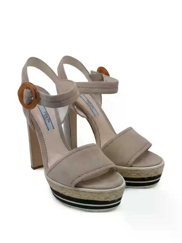 Prada Buckled Ankle Strap Platform Sandals - Neutrals