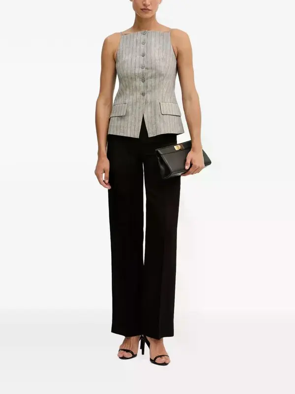 Sisley Pinstriped Button-front Sleeveless Top