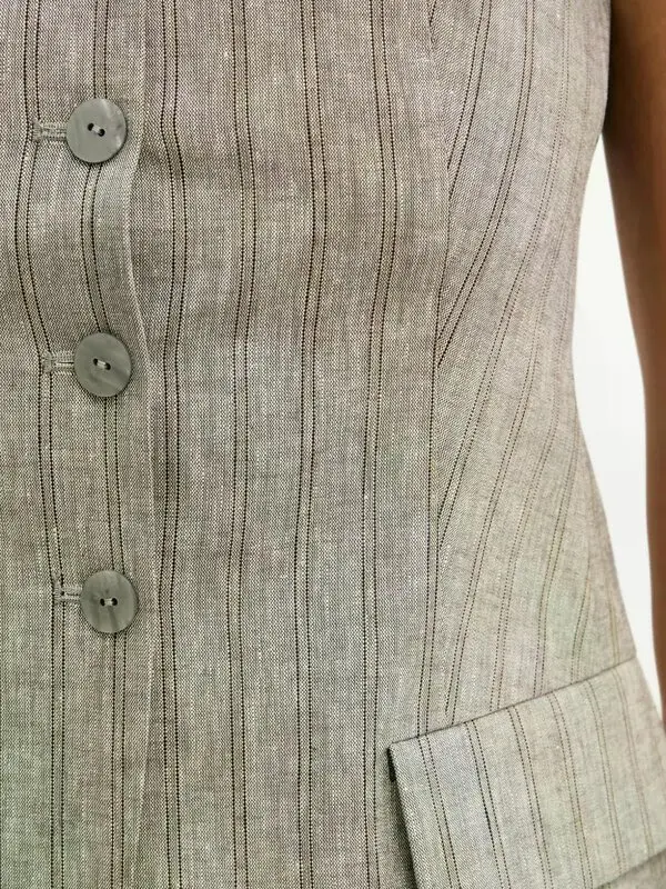 Sisley Pinstriped Button-front Sleeveless Top