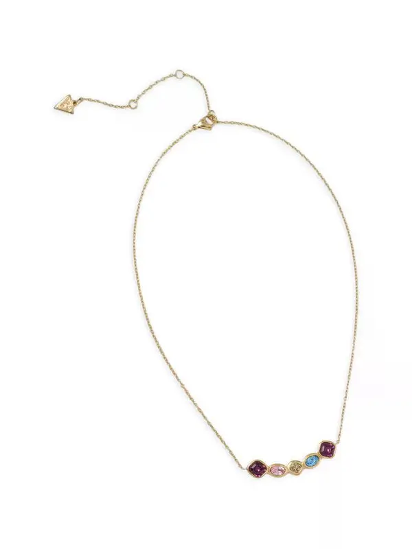 Guess Crystal-embellished Logo Plaque Necklace - Gold