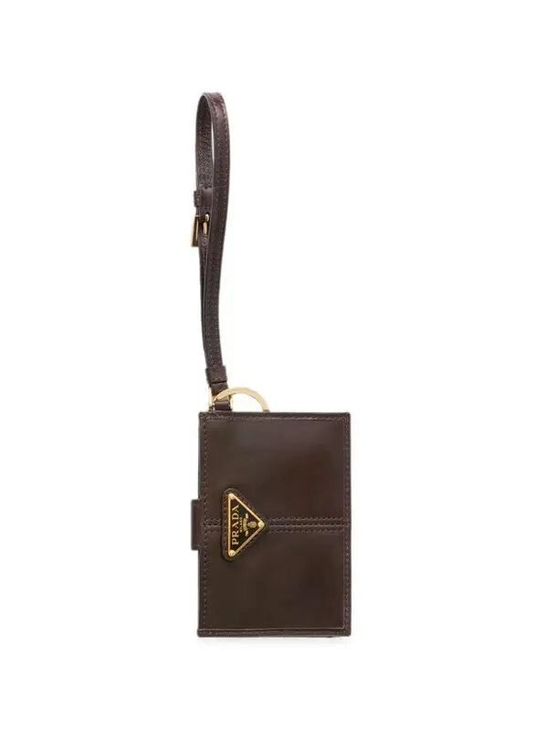 Prada Leather Card Holder - Brown