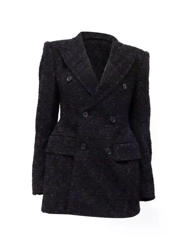 Balenciaga Hourglass Tweed Blazer - Black