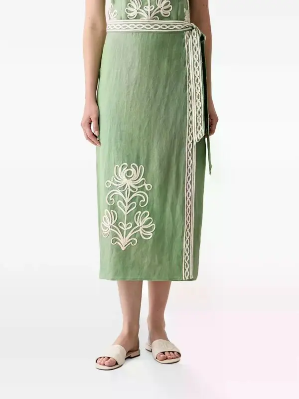 HOSS INTROPIA Renata. Embroidered Midi Skirt - Green