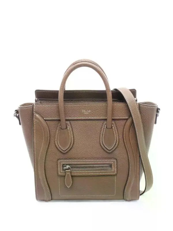 Celine 2010s Luggage Nano Leather Tote Bag - Brown