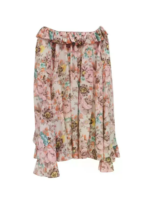 Chloé Ruffled Floral-print Off-the-shoulder Dress