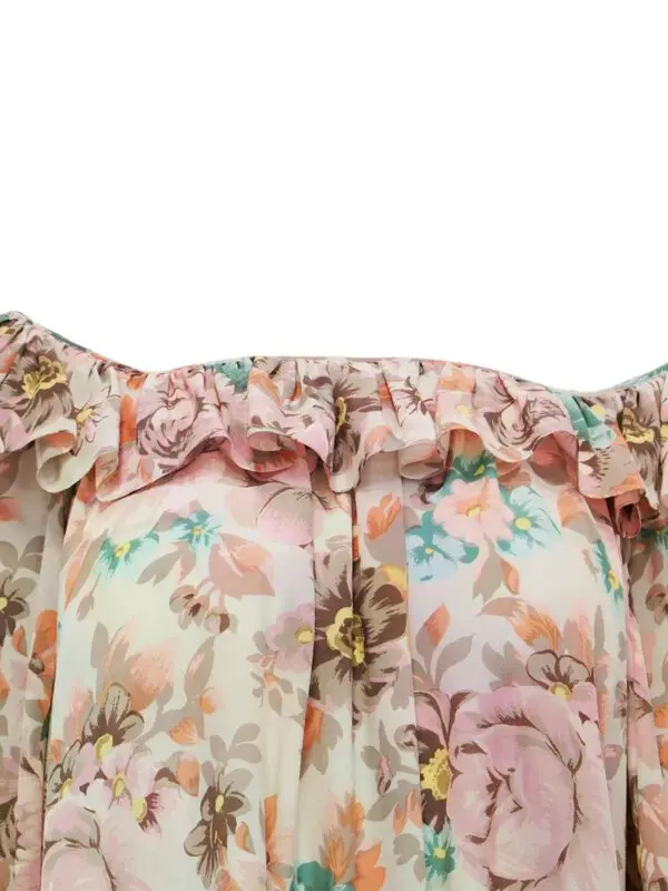 Chloé Ruffled Floral-print Off-the-shoulder Dress