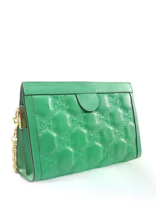 Gucci 2010s Gg Matelassé Chain Crossbody Bag - Green