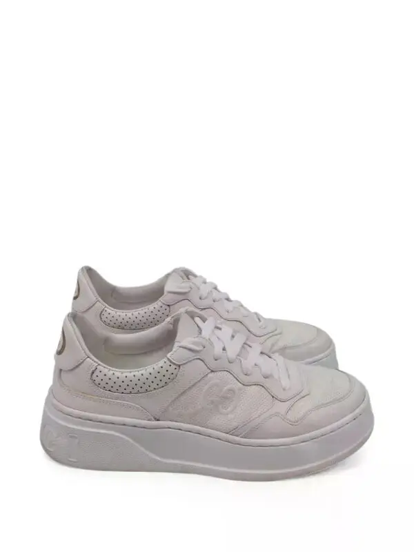 Gucci Gg Embossed Leather Sneakers - White