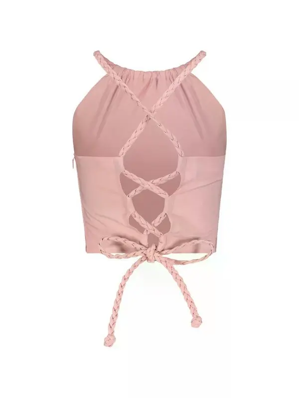 Red Valentino Braided Lace-up Cropped Top