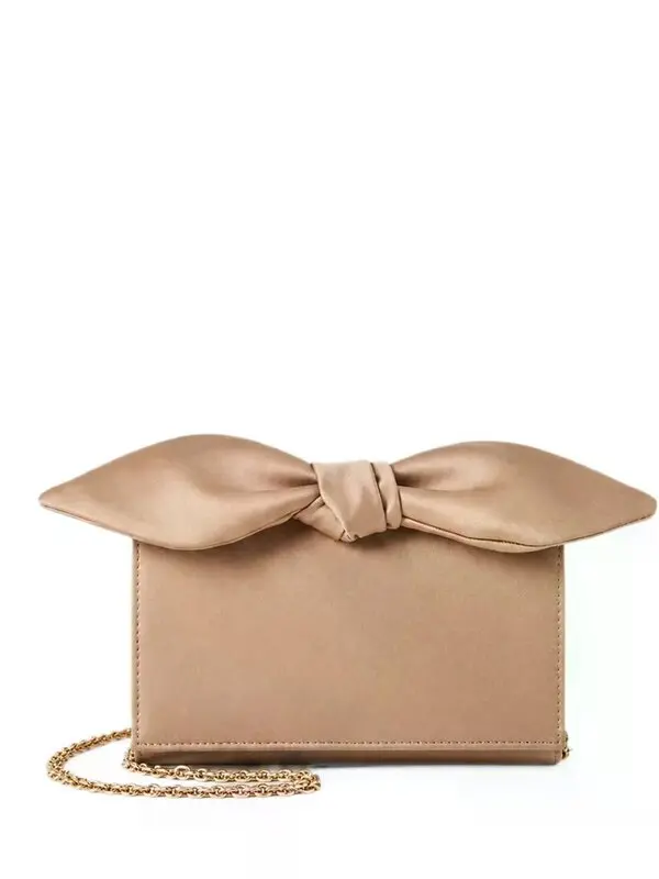 AQUAZZURA Bow Tie Mini Clutch Bag - Neutrals